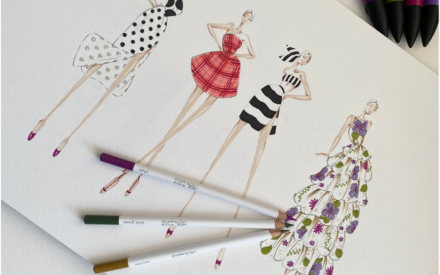 How to draw polka dots, plaid, stripes, and floral prints in fashion i ...